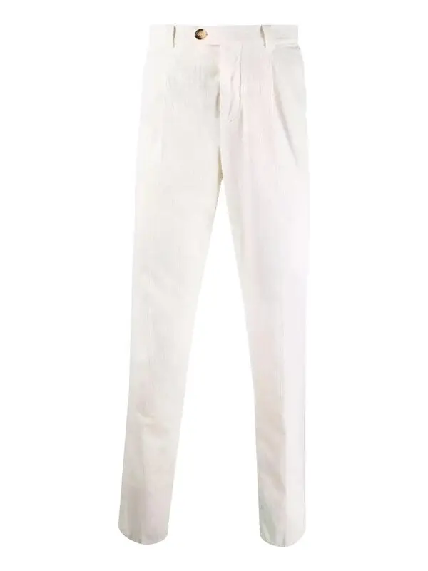 Brunello Cucinelli Pleat-detail Cotton Trousers - Neutrals