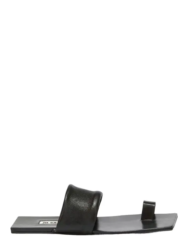JIL SANDER Square Open-toe Leather Sandals - Black