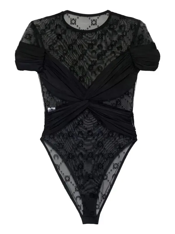 MARINE SERRE Draped Jersey Bodysuit - Black