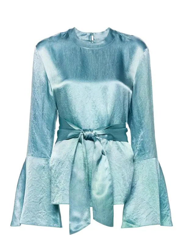 Nanushka Ilon Belted Blouse - Blue