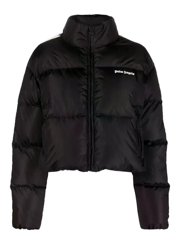 Palm Angels Logo-embroidered Puffer Jacket - Black