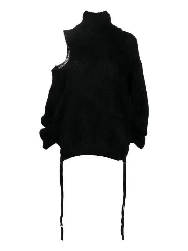 ANDREĀDAMO Cut-out Detail Roll-neck Jumper - Black