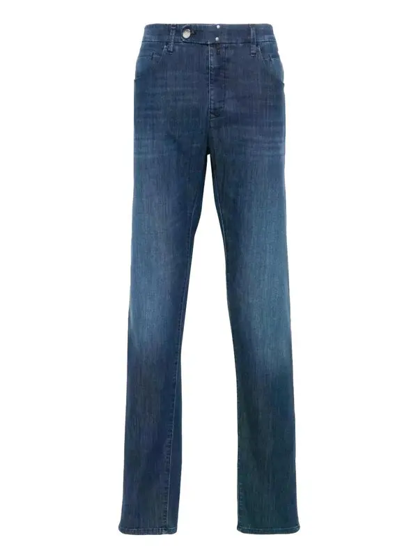 Incotex Logo-patch Tapered Jeans - Blue