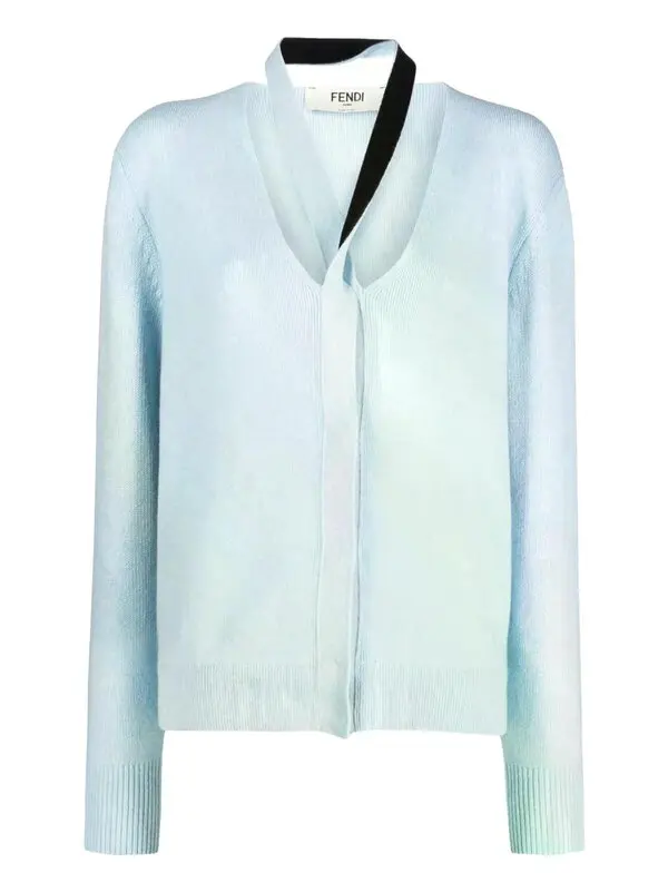 Fendi Cut-out Detail Wool Cardigan - Blue