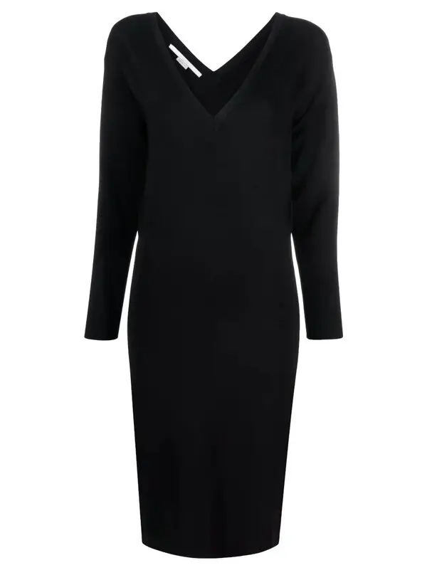 Stella McCartney V-neck Knitted Midi Dress - Black