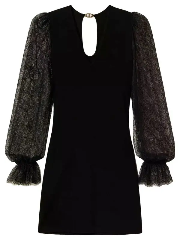 TWINSET Lace-detail Knitted Dress - Black
