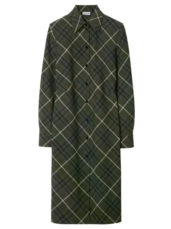 Burberry Check-print Shirt Dress - Grey