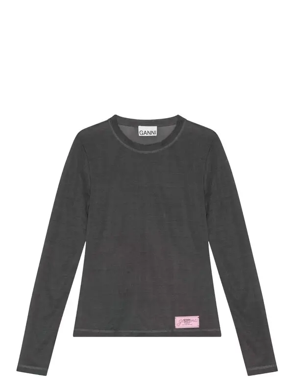 GANNI Logo-patch T-shirt - Grey