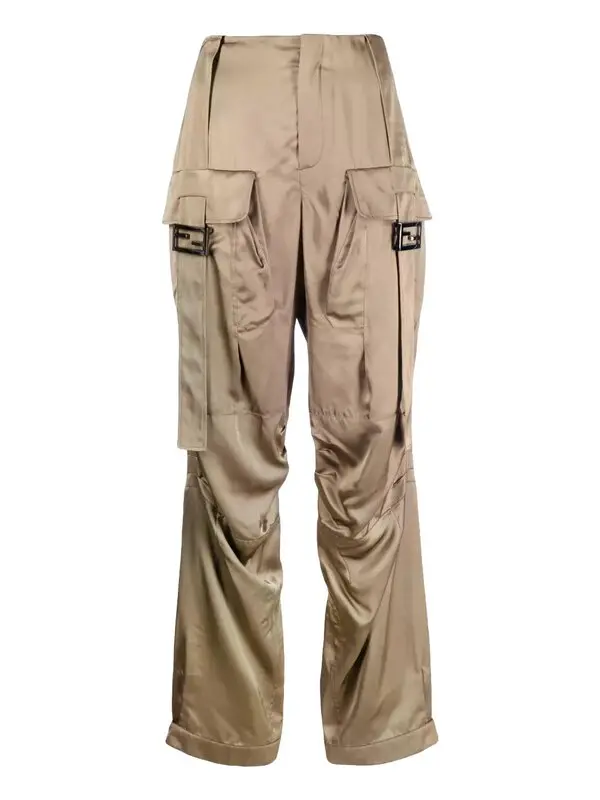 Fendi Satin Cargo Trousers - Brown