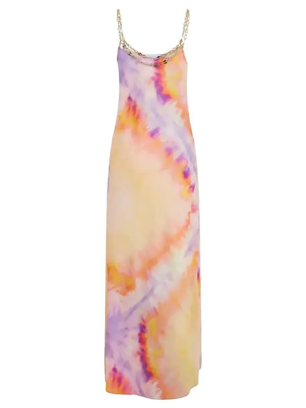 Rabanne Printed Satin Maxi Dress - Orange