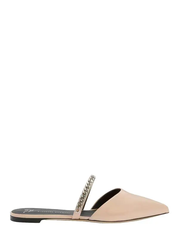 GIUSEPPE ZANOTTI Laurette Chain-detail Leather Mules - Neutrals