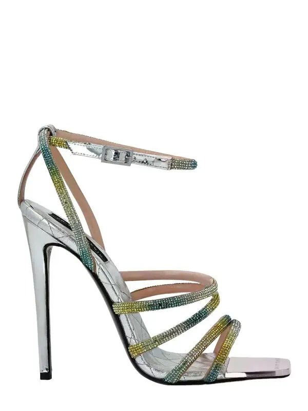 Philipp Plein Mirror 120mm Crystal-embellished Sandals - Silver