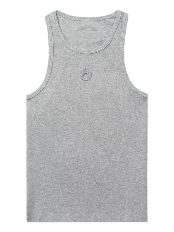 MARINE SERRE Ribbed Tank Top With Crescent Moon Embroidery - Grey