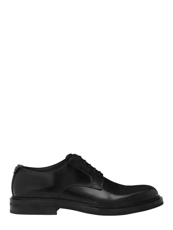 Dolce & Gabbana Interlocking Dg Plaque Derby Shoes - Black