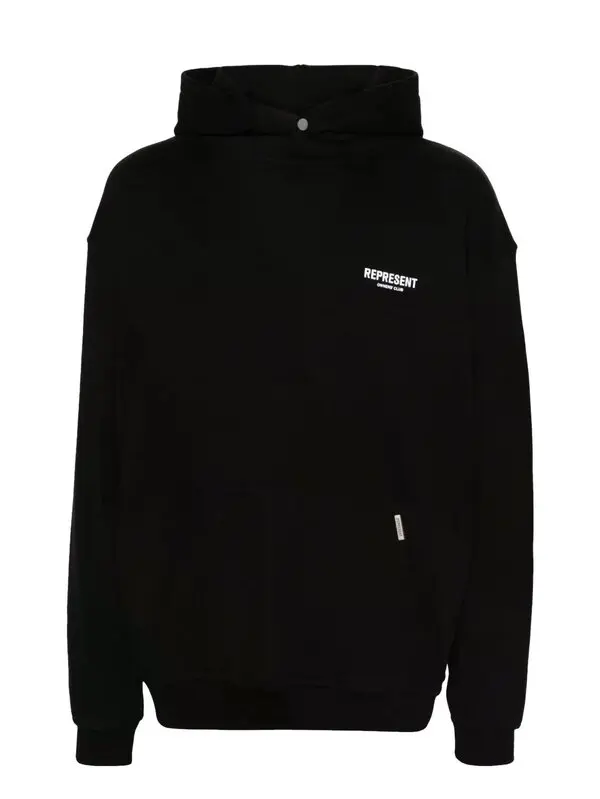 REPRESENT Logo-print Cotton Hoodie - Black