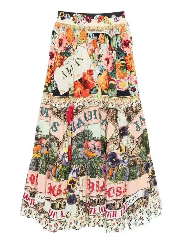Camilla Aromatic Amor High-waisted Tiered Skirt - Neutrals