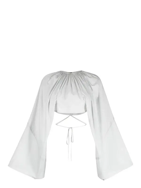 KIKO KOSTADINOV Gathered-detail Cropped Blouse - Grey