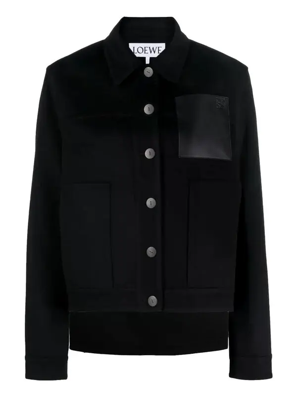 Loewe Anagram Debossed Shirt Jacket - Black