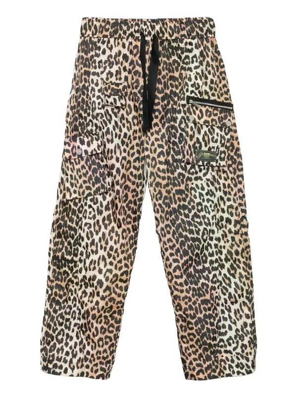 GANNI Animal Print Cargo Trousers - Brown