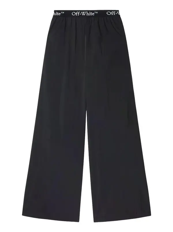 Off-White Elasticated Logo Waistband Loose Fit Trousers - Black