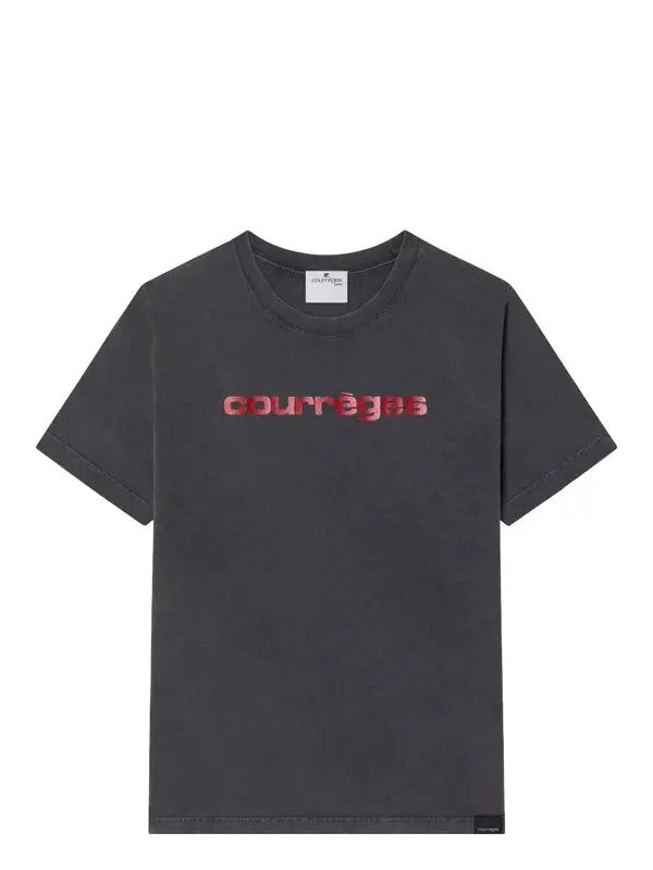 COURREGES Logo-print T-shirt - Grey