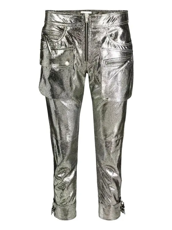 Isabel Marant Étoile Ciane Metallic Cropped Trousers - Silver