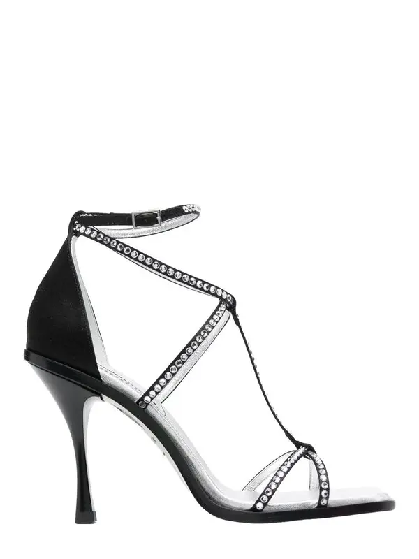 Dsquared2 Crystal-embellished Square-toe Sandals - Black