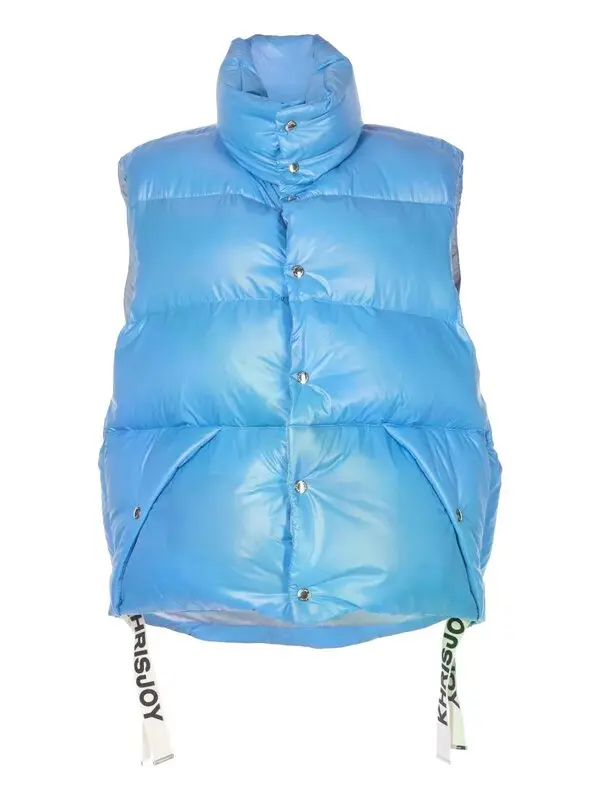 Khrisjoy Logo-tape Shiny Puffer Gilet - Blue