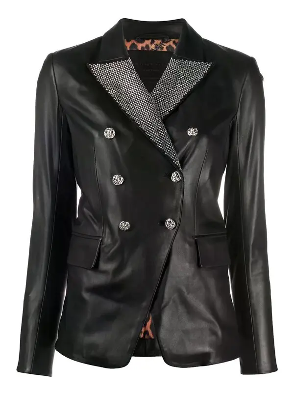 Philipp Plein Crystal-embellished Double-breasted Jacket - Black