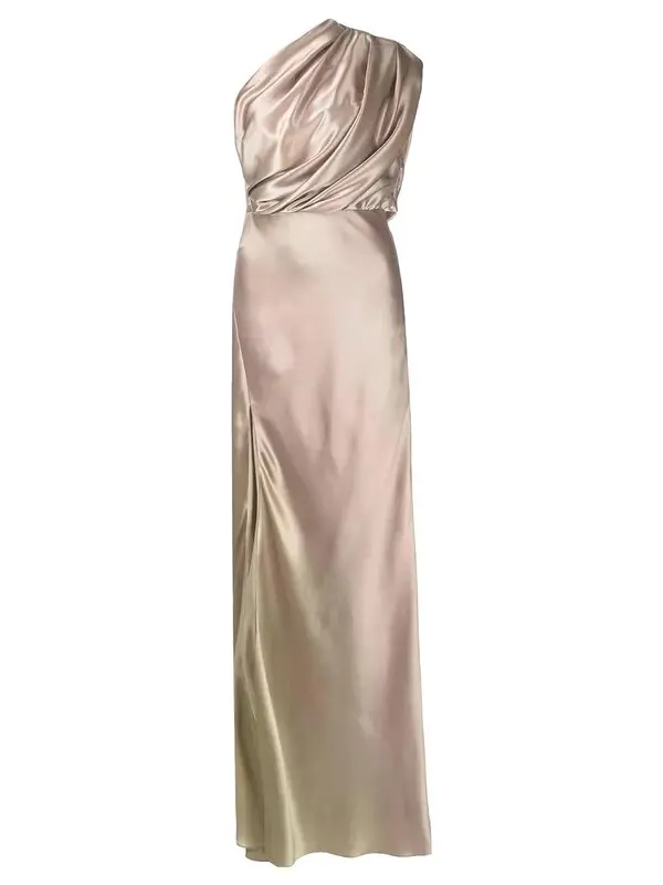 Michelle Mason Silk Asymmetrical Gown - Neutrals