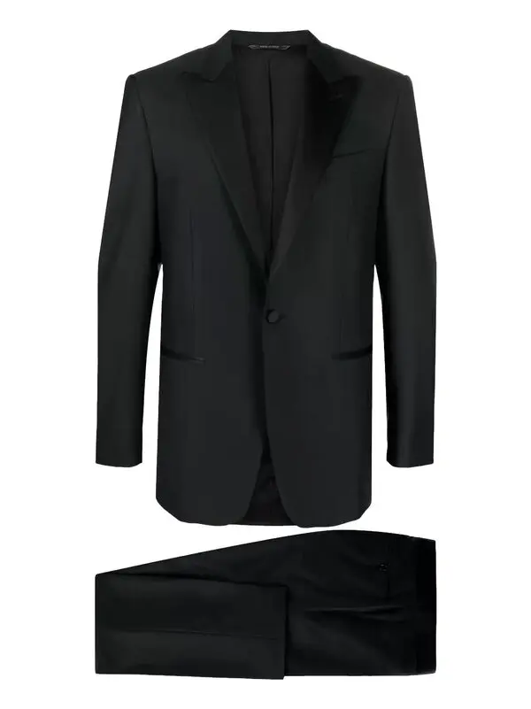 Canali Single-breasted Wool Suit - Black