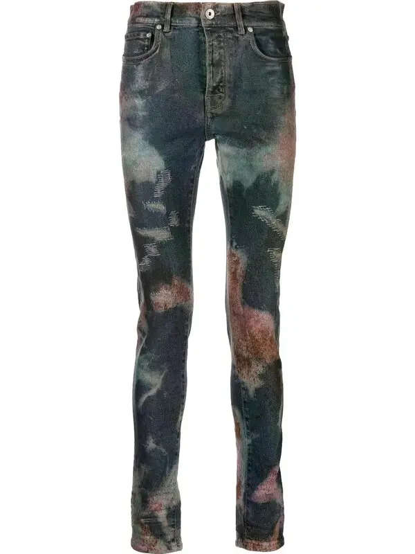 PURPLE BRAND Spray-pattern Slim-fit Jeans - Blue