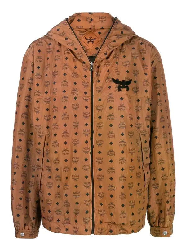 Mcm Monogram-print Hooded Jacket - Brown