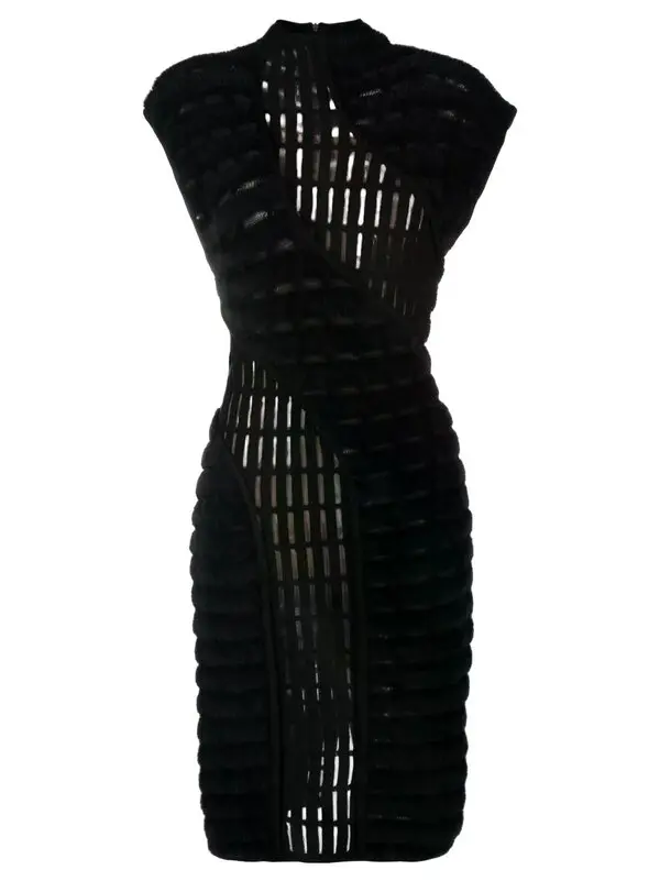 GENNY Panelled Yarn Midi Dress - Black