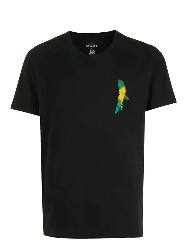AMIR SLAMA Banana-print Crewneck T-shirt - Black