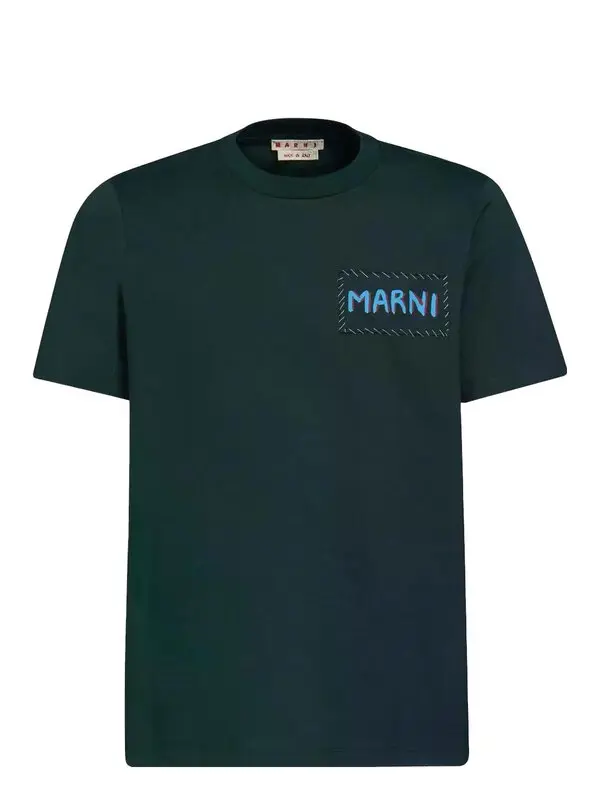 Marni Logo-patch Cotton T-shirt - Blue