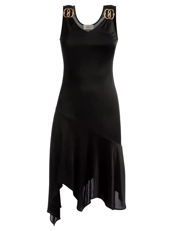 Bally Logo-plaque Asymmetric Midi Dress - Black