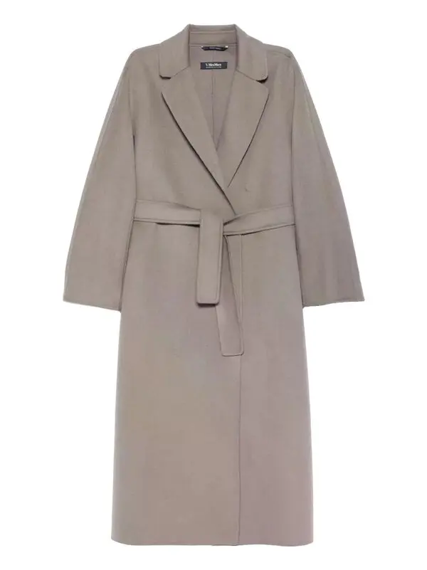 Max Mara Virgin Wool Belted Coat - Grey