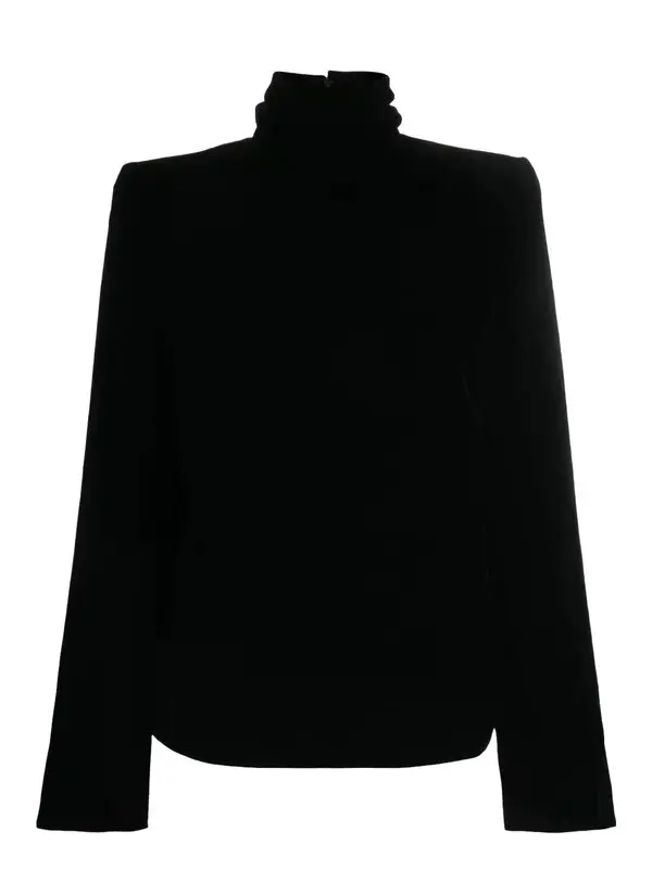 Saint Laurent High-neck Velvet Blouse - Black