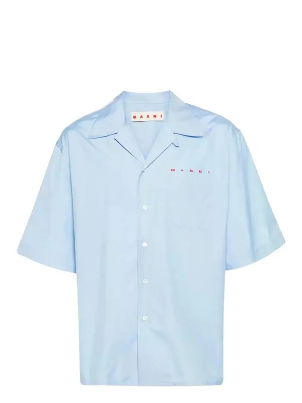Marni Logo-print Poplin Shirt - Blue