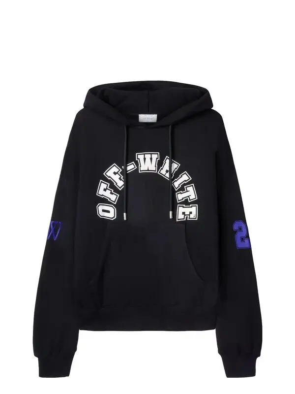 Off-White Football-print Cotton Hoodie - Black