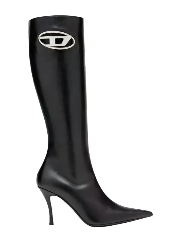 DIESEL® D-venus Logo-plaque Leather Boots - Black