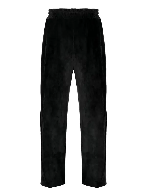 Gcds Logo-embroidered Velvet Trousers - Black