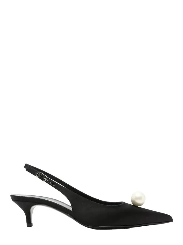 Magda Butrym 50mm Pearl-detail Satin Pumps - Black