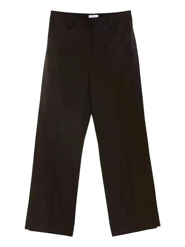 Off-White Virgin Wool Wide-leg Trousers - Brown