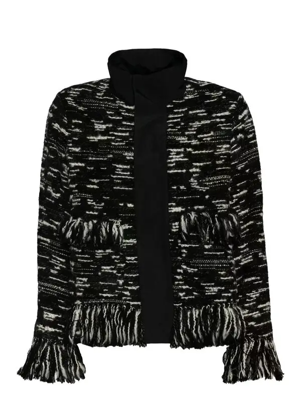 Sacai Fringed-edge Knitted Jacket - Black