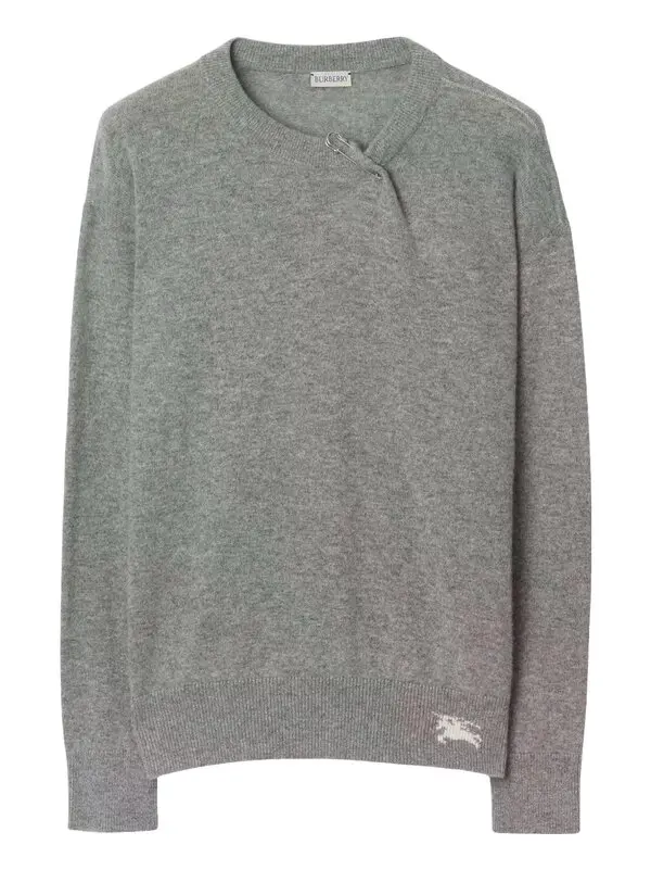 Burberry Equestrian Knight-embroidered Crew-neck Jumper - Grey