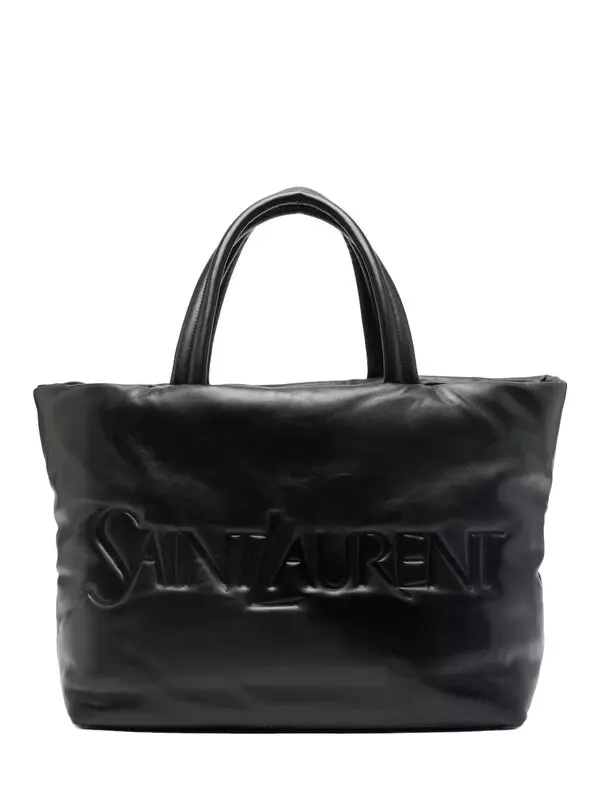 Saint Laurent Logo-debossed Leather Tote Bag - Black