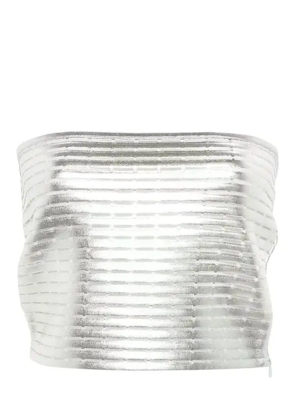 GENNY Laminated Cropped Top - Silver