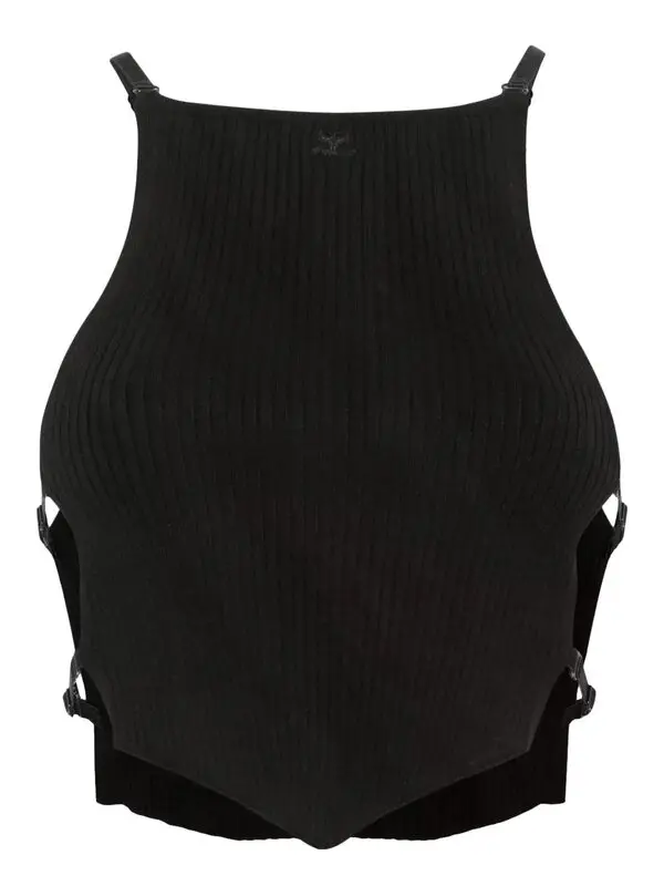 COURREGES Ribbed Crop Top - Black